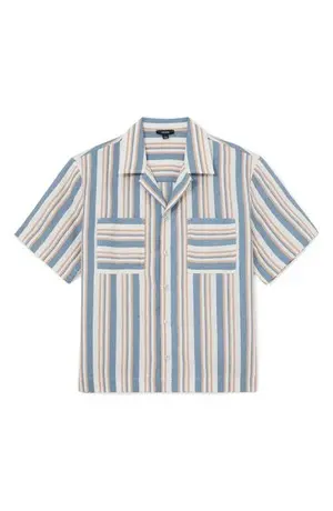 REISS Celeste Striped Camp Shirt - Blue/ecru