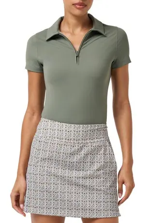 Travis Mathew Moveknit Performance Quarter-zip Polo - Olive Smoke