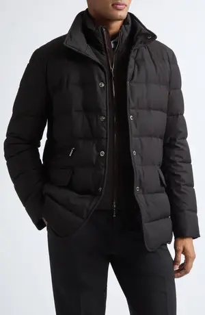 MOORER Ilvo 3-in-1 Quilted Down Overcoat With Removable Vest - Nero
