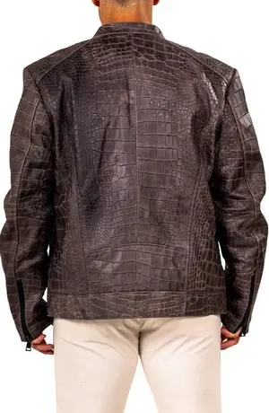 MACEOO Marthyr Croc Embossed Leather Jacket