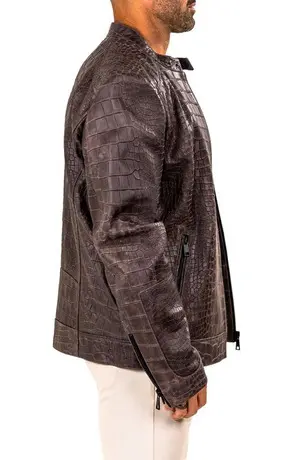MACEOO Marthyr Croc Embossed Leather Jacket