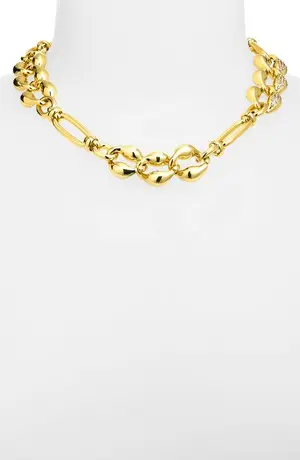 MELANIA CLARA Sculptural Chain Necklace With Cubic Zirconia