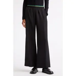 Plan C Wide Leg Trousers With Striped Waistband