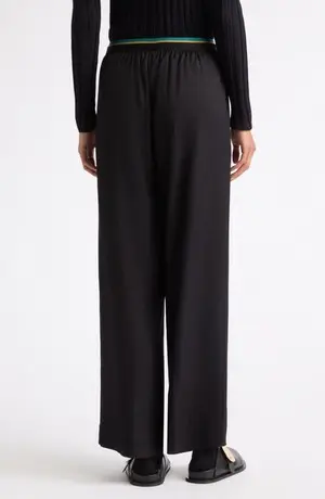 Plan C Wide Leg Trousers With Striped Waistband