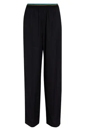 Plan C Wide Leg Trousers With Striped Waistband