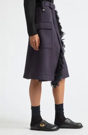 Plan C Feather-trimmed Midi Skirt