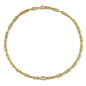 JULIANNA B. 2 Ctw Emerald-cut Lab-grown Diamond Link Necklace In 18k Gold Vermeil