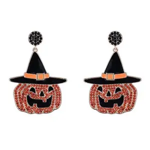HALLMARK Halloween Jack-o'-lantern Witch Hat Dangle Earrings
