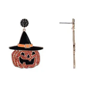 HALLMARK Halloween Jack-o'-lantern Witch Hat Dangle Earrings