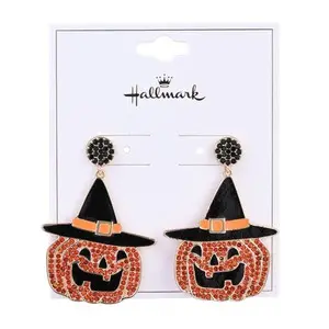 HALLMARK Halloween Jack-o'-lantern Witch Hat Dangle Earrings