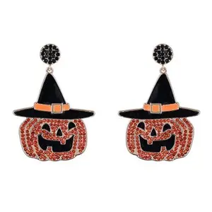 HALLMARK Halloween Jack-o'-lantern Witch Hat Dangle Earrings