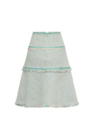 MAISON COMMON Two-tone Tweed Skirt With Patch Pockets And Trimming