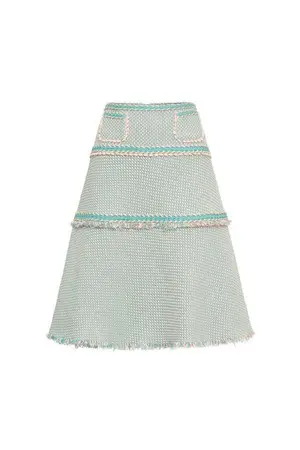 MAISON COMMON Two-tone Tweed Skirt With Patch Pockets And Trimming
