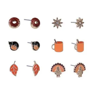 HALLMARK 6-pair Fall Motif Earring Set - Orange