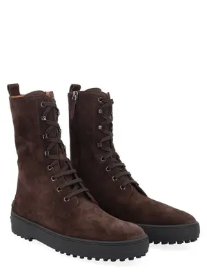 TOD'S Lace-up Suede Ankle Boots - Brown
