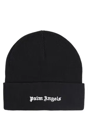 Palm Angels Berretto In Misto Cotone Con Logo - Black