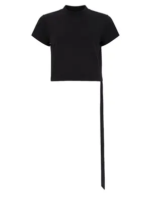 Rick Owens Cropped Cotton T-shirt With Draped Detail