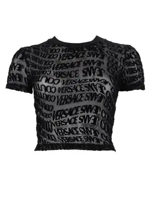 Versace Cropped Logo Print T-shirt