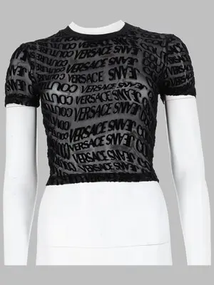 Versace Cropped Logo Print T-shirt