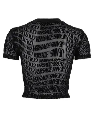 Versace Cropped Logo Print T-shirt