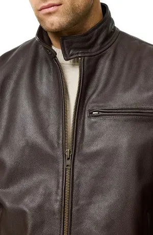 Rodd & Gunn Canvastown Leather Café Racer Jacket