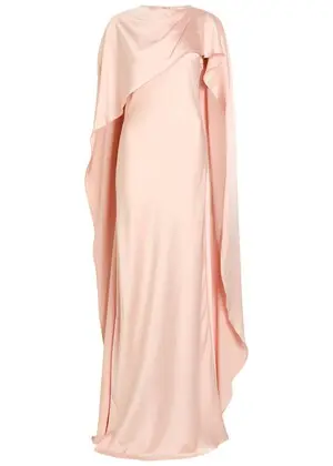 Simkhai Izel Draped Cape Satin-crepe Gown - Pink
