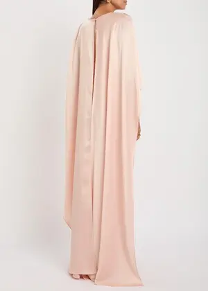 Simkhai Izel Draped Cape Satin-crepe Gown