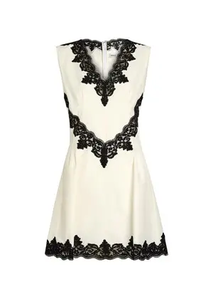 Simkhai Minna Lace-appliquéd Cotton-blend Faille Mini Dress - White