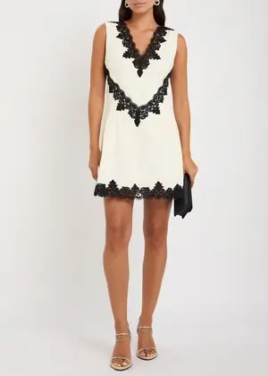 Simkhai Minna Lace-appliquéd Cotton-blend Faille Mini Dress - White