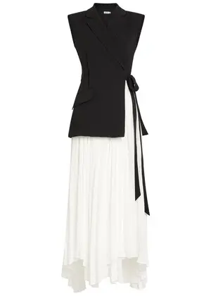 Simkhai Helena Tailored Crepe Blazer Maxi Wrap Dress