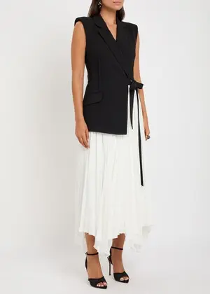 Simkhai Helena Tailored Crepe Blazer Maxi Wrap Dress
