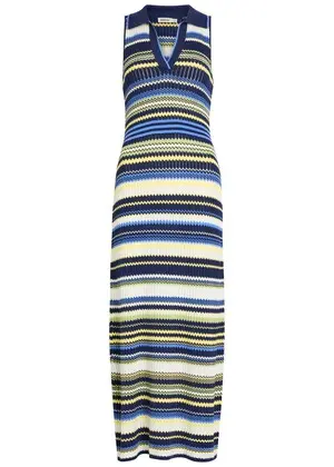 Simkhai Kerrin Chevron Knit Midi Dress - Navy