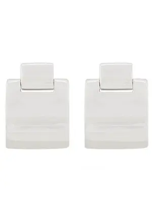 NINA GORDON Square Mini Doorknockers Sterling Drop Earrings - Silver