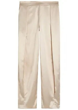 Simkhai Faye Side-slit Satin Trousers - Grey