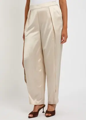 Simkhai Faye Side-slit Satin Trousers - Grey