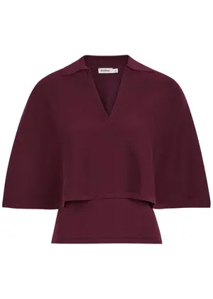 Simkhai Simkhai Vinna Layered Wool Polo Top Purple
