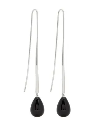 NINA GORDON Cusp Onyx Sterling Drop Earrings - Silver