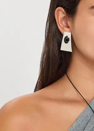 NINA GORDON Cabochon Drop Earrings - Silver
