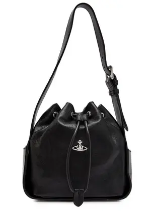 VIVIENNE WESTWOOD Stacey Pebbled Leather Bucket Bag - Black