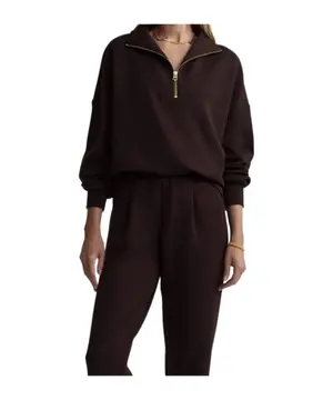 Varley Hawley Half Zip Sweatshirt - Coffee Bean