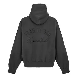 Fear Of God Script Logo Zip-up Hoodie - Black
