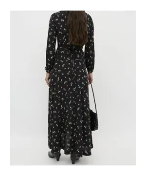 Rixo Floral Print V-neck Long Sleeve Maxi Dress