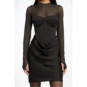 ROTATE BY BIRGER CHRISTENSEN Long Sleeve Corset Dress