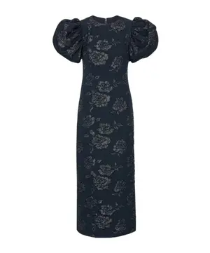 ROTATE BY BIRGER CHRISTENSEN Puff Sleeve Floral Jacquard Dress - Black