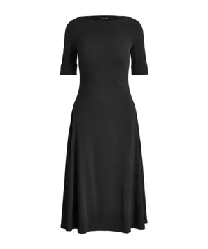 Ralph Lauren Boat Neck Knit Midi Dress - Black
