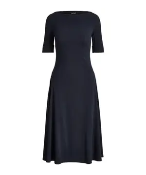 Ralph Lauren Boat Neck Knit Midi Dress - Black