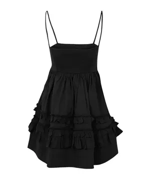 GANNI Spaghetti Strap Ruffled Mini Dress