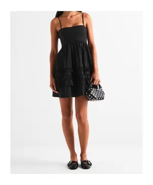 GANNI Spaghetti Strap Ruffled Mini Dress