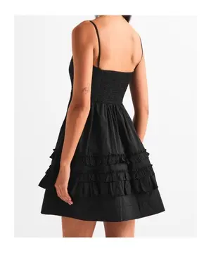 GANNI Spaghetti Strap Ruffled Mini Dress