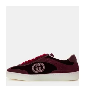 Gucci Velvet Sneakers With Side Logo